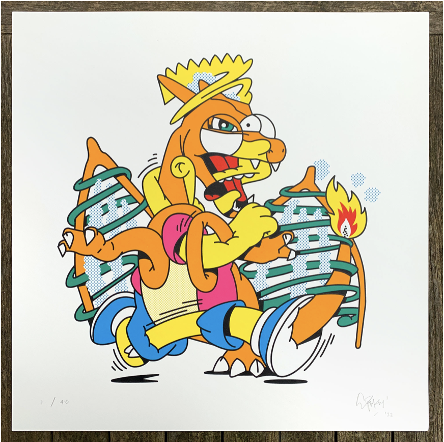 Ermsy Bartizard Print - Charizard Pokemon & Bart Simpson Mash-Up /40 ...