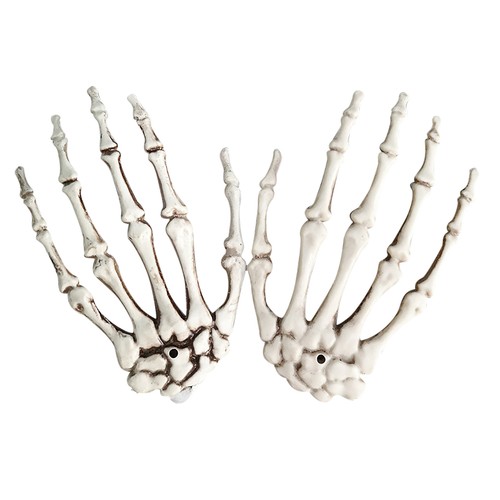 1 Pair Halloween Skeleton Plastic Fake Human Hand Bone Realistic Scary ...