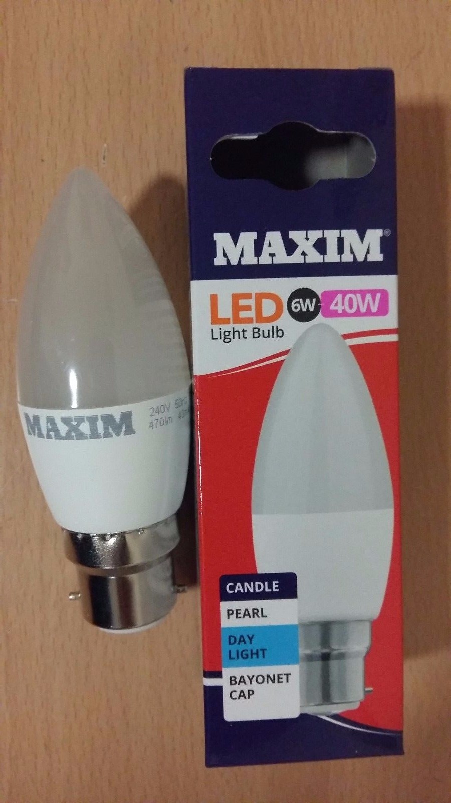 Maxim LED Candle Bulbs 6w BC B22 Bayonet Cap Day Light White 6500K 40w ...