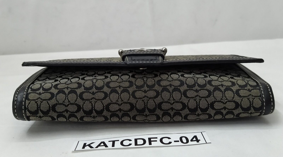 Coach Signature Black Canvas Buckle Credit Card ID Window Trifold ...