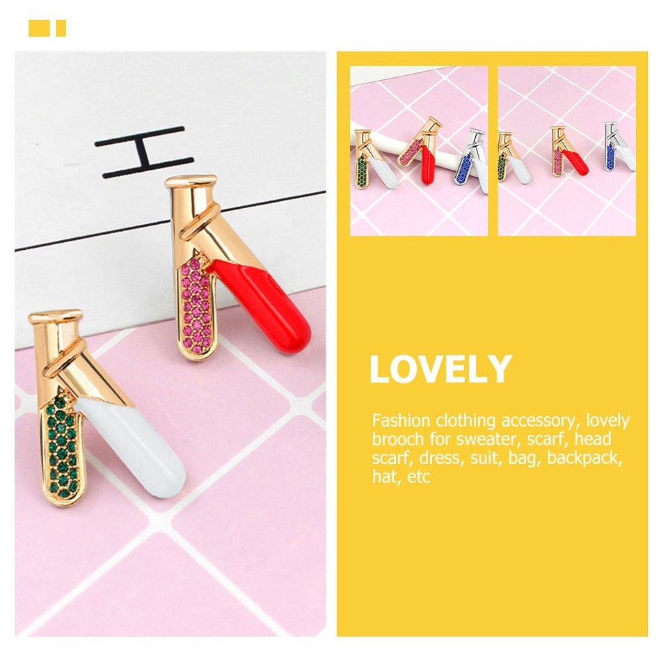 3 Pcs Lightweight Test Tube Badge Scientific Cute Math Science Brooches ...