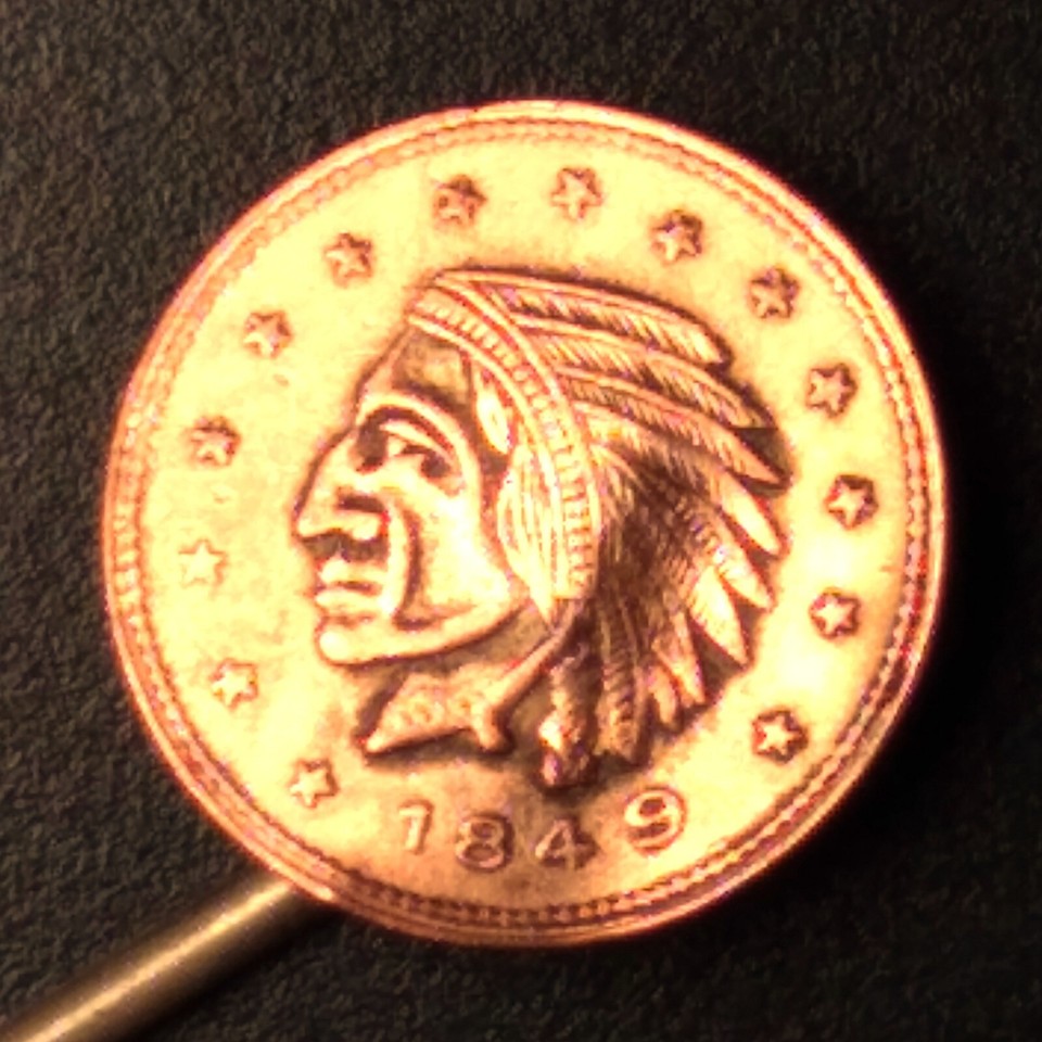 1849 California Gold 1/2. Indian 2 Bear 5 token/charm/bar/ingot/medal ...