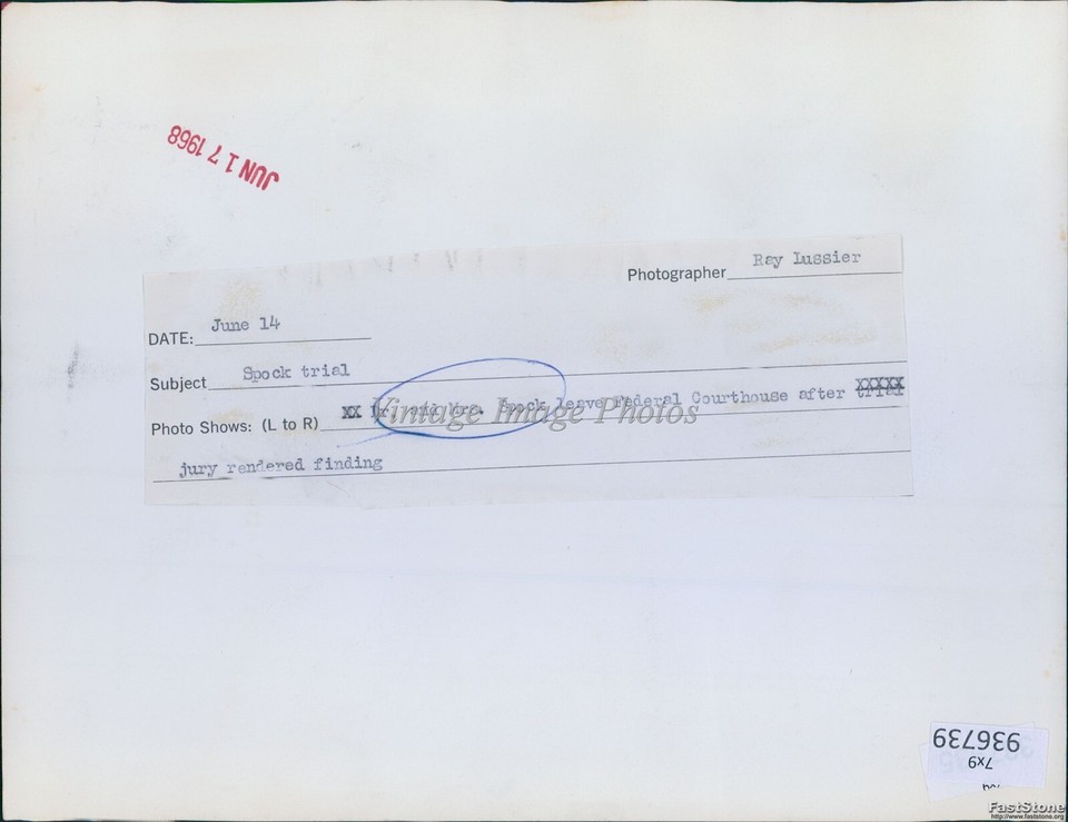 1968 Photo Dr And Mrs Spock Leave Federal Courthouse After Finding ...