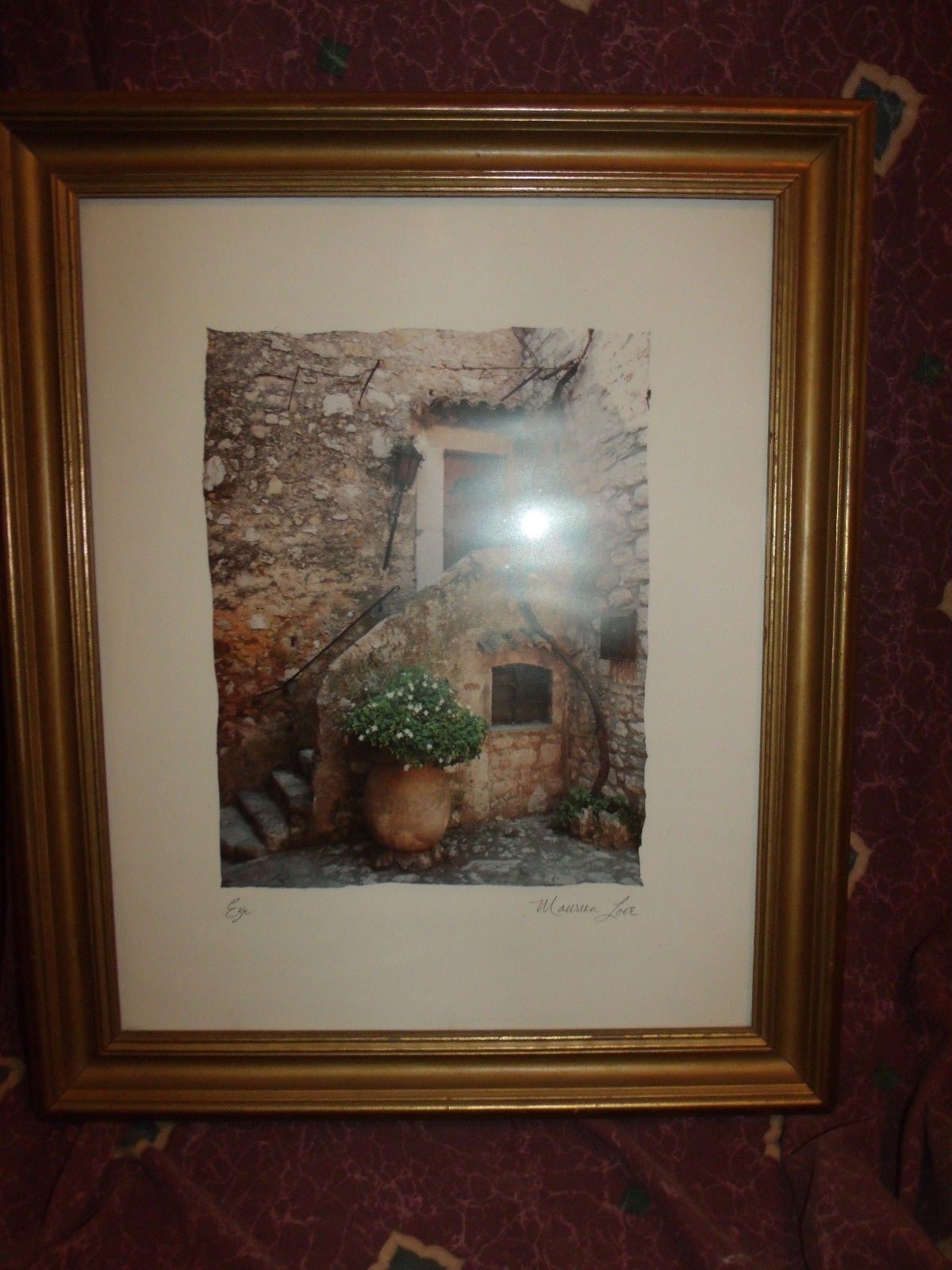 Original Art Print "Eze" by Maureen Love Villa Doorsteps framed ...