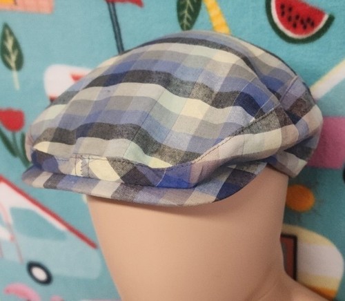 Vintage Pendleton Blue Plaid Cotton Flat Cap Newsboy Driving Hat Med ...