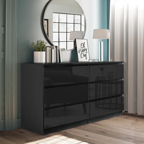 High Gloss Chest of Drawers Tall Wide Bedside Table Cabinet Bedroom ...