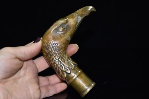 Chinese Brass Copper Hand carved Cane Walking Stick Head Handle eagle ...