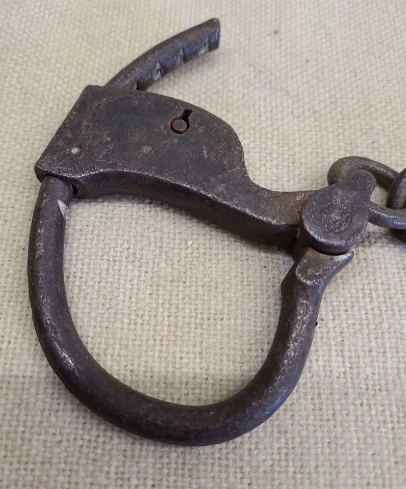 Antique 1800s Double Lock 3 Link Handcuffs or Manacles Police Prison No ...
