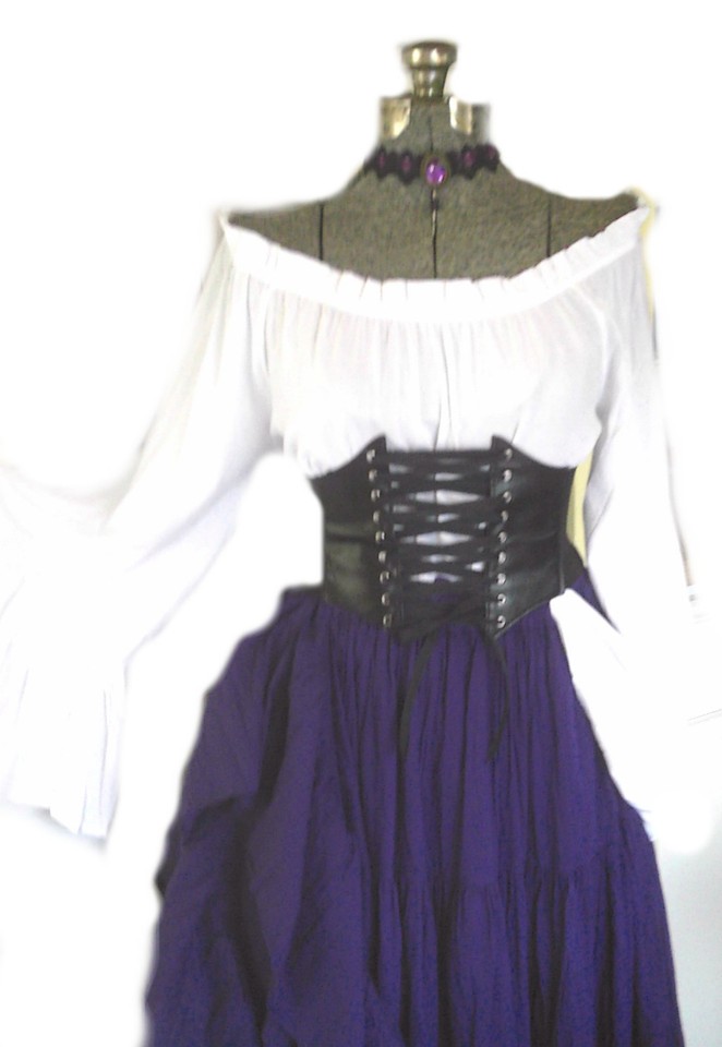 WOMEN'S RENAISSANCE STEAMPUNK OUTFIT COSTUME UNDERBUST CORSET PIRATE ...