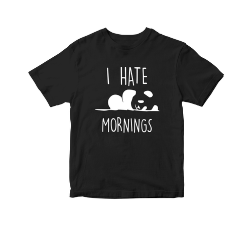 I Hate Mornings Panda T-Shirt Sleepy Lazy Funny Slogan Retro joke adult ...
