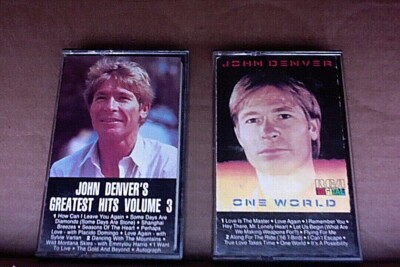 2 EXCELLENT CASSETTE TAPE album John Denver ONE WORLD & Greatest Hits ...