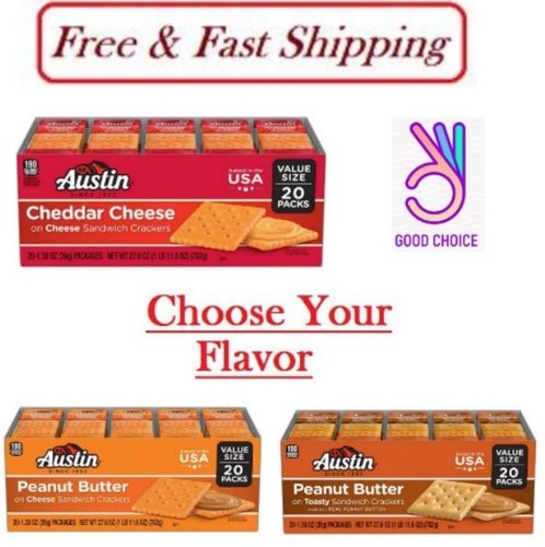Austin Sandwich Crackers, Single Serve Snack Crackers, 20 Count ...