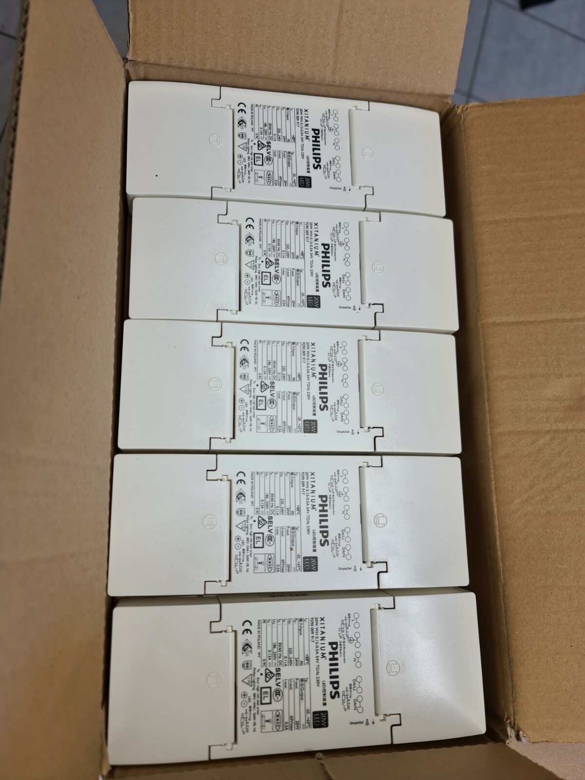 20 x Philips LED-Treiber Xitanium 20W WH 0.15-0,5A 54V TD/Is 230V DALI ...