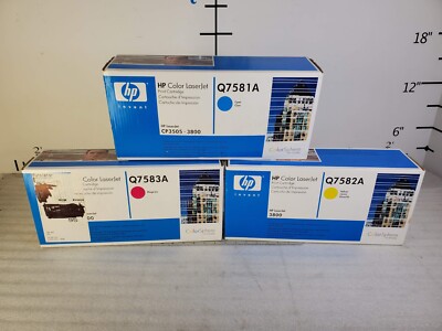 Genuine HP Q7581A Cyan & Q7582A Yellow & Q7583A Magenta Toner ...