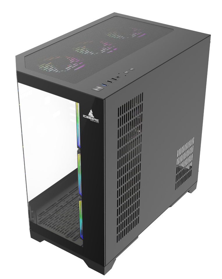 Iceberg Gaming PC Case Crystal Edge Black Three Tempered Glass and ...