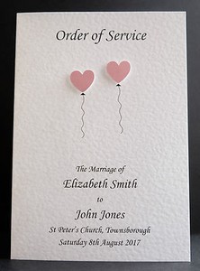 10 Handmade Personalised Order of Service Front Covers *23 Colours* | eBay