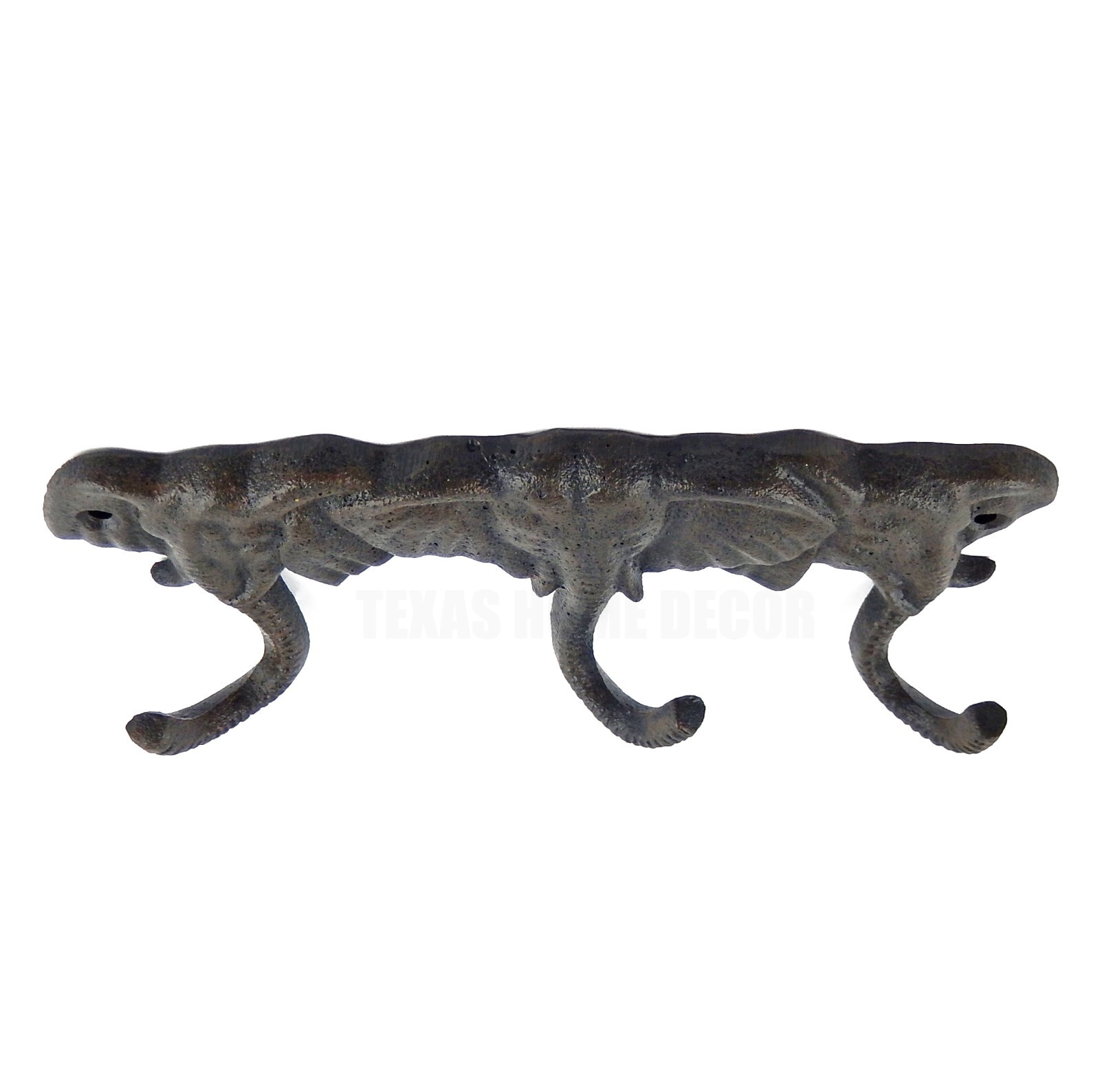 Triple Elephant Trunk Wall Hook Rack Cast Iron Key Towel Coat Hanger ...