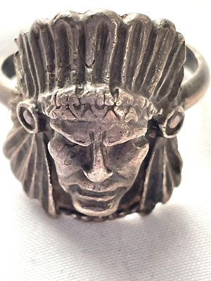MENS VINTAGE STERLING SILVER INDIAN HEAD RING SIZE 12 - FREE SHIP | eBay