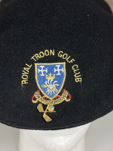 Gelfer Of Scotland Flat Cap Hat Royal Troon Golf Club Black XL With ...