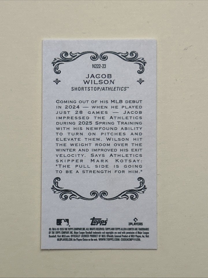 2025 Allen and Ginter Jacob Wilson RC mini Variation Sp | eBay