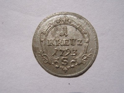 Germany German States 1793 Brandenburg-Ansbach silver Billon 1 Keuzer A ...