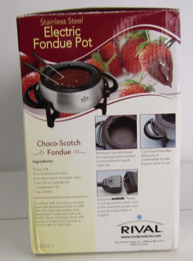 Rival Stainless Steel Select Electric Fondue Pot Fd325s With 8 Forks ...