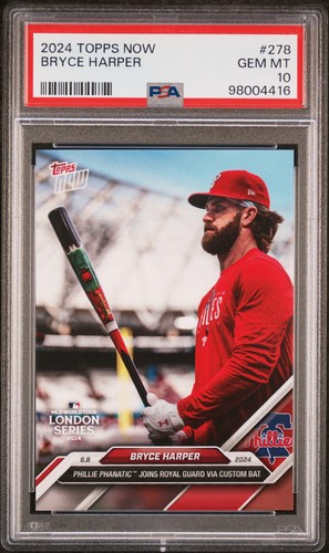 Bryce Harper 2024 Topps Now #278 Phillies London Series *554 PSA 10 | eBay