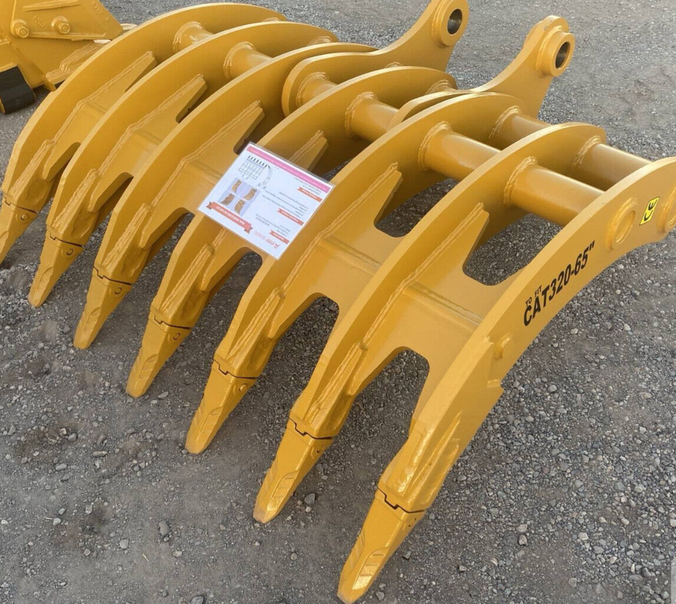 Cat 320 Excavator Lot Clearing 65" Rake 80mm Pins Caterpillar Track Hoe ...
