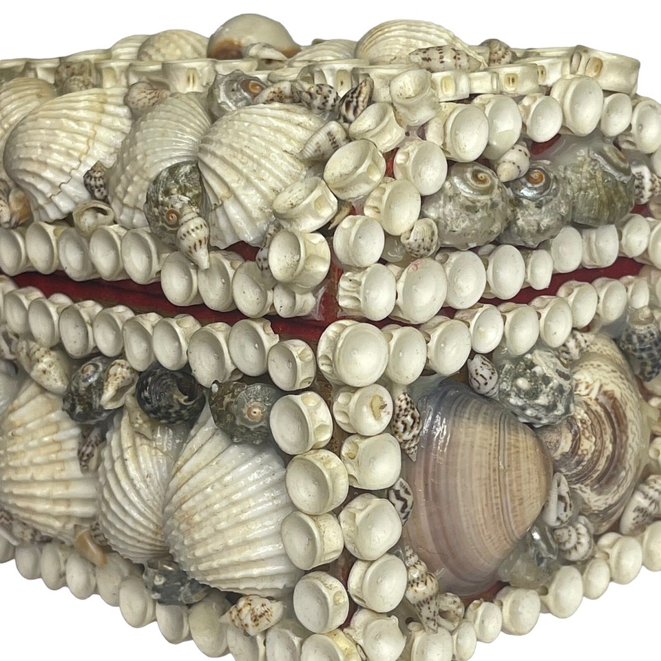 Vintage Seashell Shell Trinket Jewelry Box Treasure Chest Sailors Boho ...