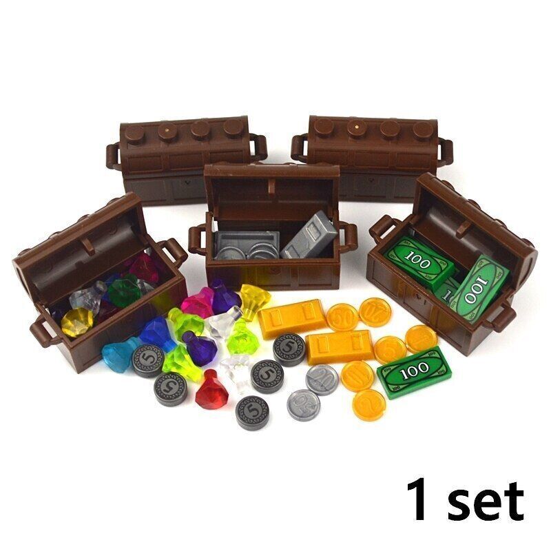 Treasure Gold Silver Diamond Jewel Dollar For MOC Building Block Brick ...