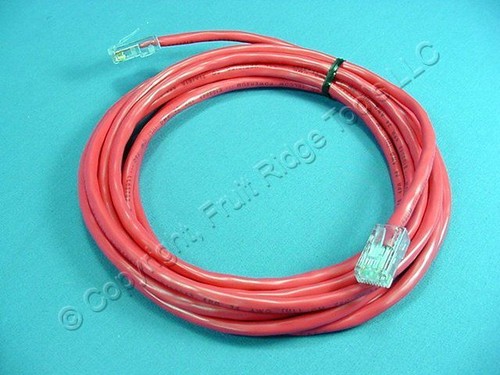 Leviton Red Cat 5 10ft Ethernet LAN Patch Cord Network Cable Cat5 8P8C ...