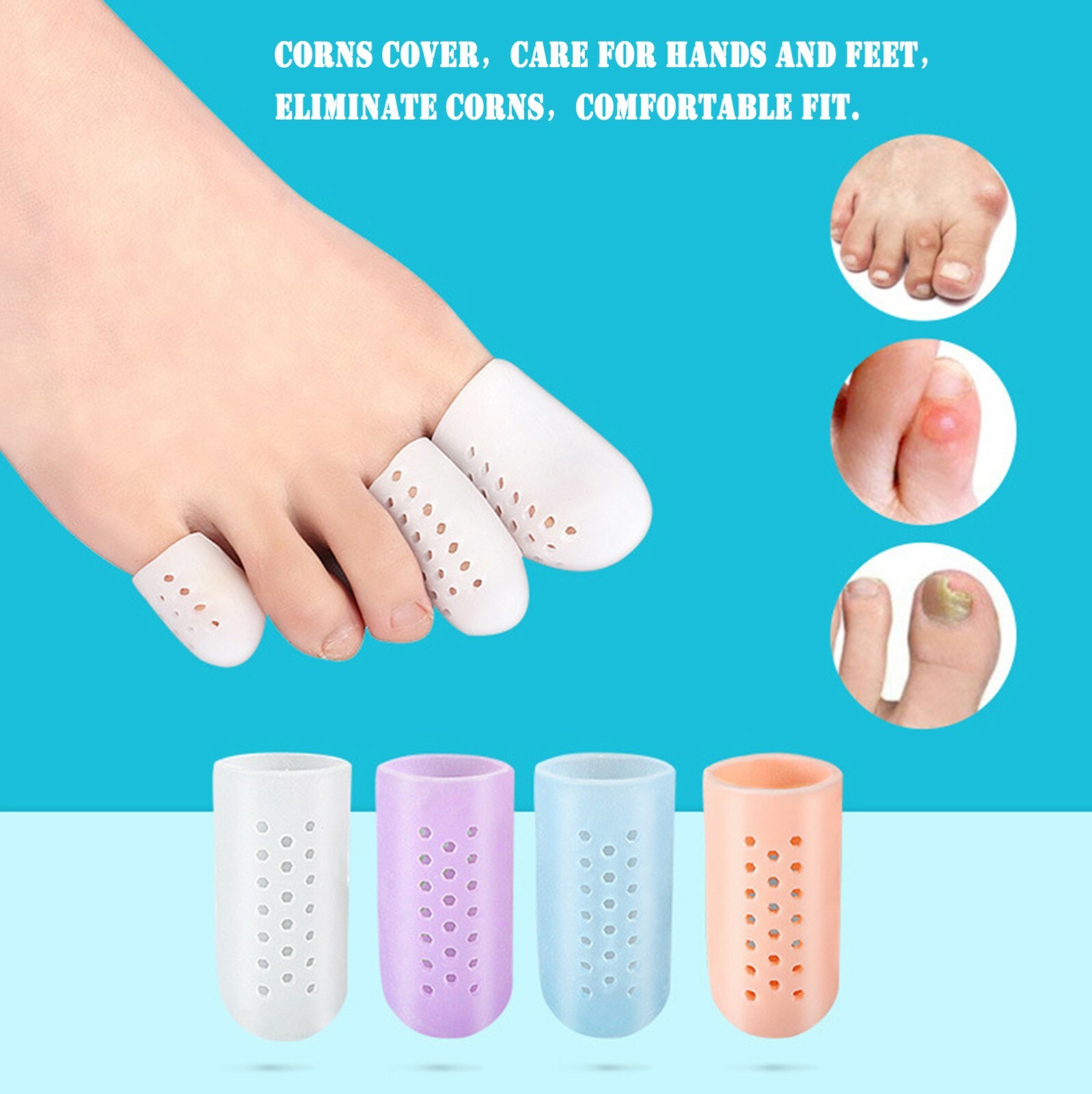 Gel Toe Protector Silicone Toe Caps Toe Sleeve Protectors Prevents Pain ...