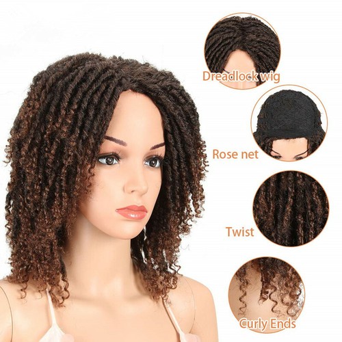 Short Dreadlock Wig Twist Wigs for Black Women Short Curly Synthetic Wigs 1B/30 | eBay