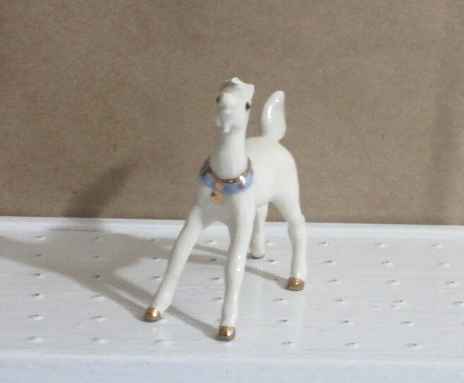 White W/Gold Accent Porcelain Head Up Circus Pony; Hagen Renaker (See ...