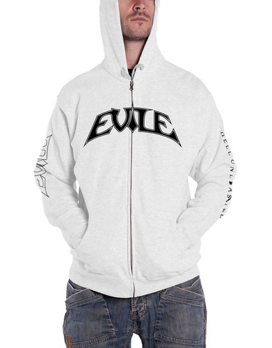 Evile Hoodie Hell Unleashed Band Logo new Official Mens White Zipped | eBay