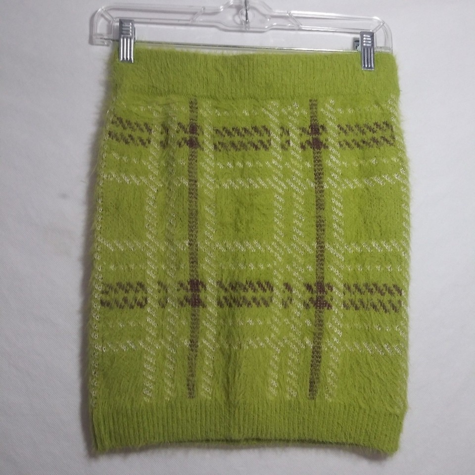 Arizona Green Plaid Mini Fuzzy Skirt Party Size Small | eBay