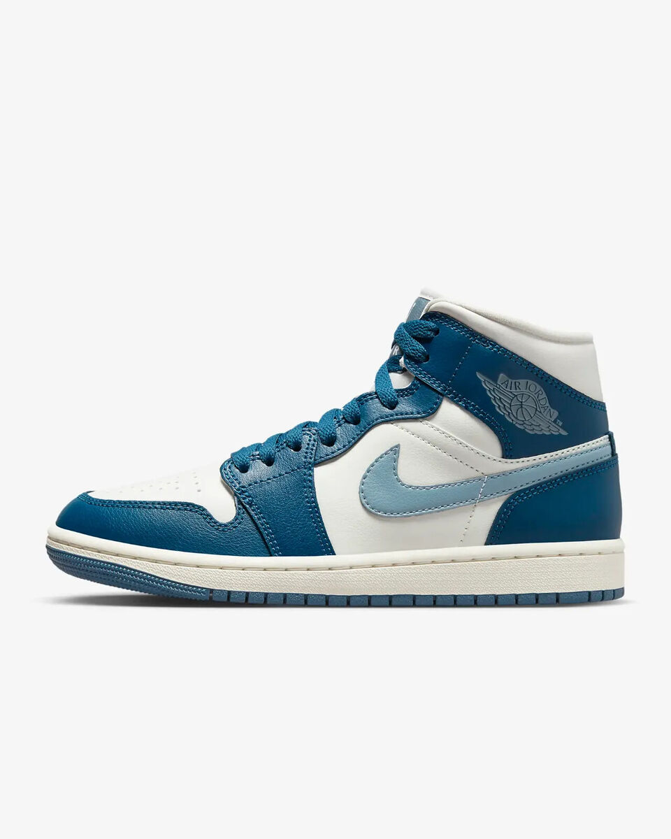 New Nike Women's Air Jordan 1 Mid Shoes - Sky J French Blue New Nike Women's Air Jordan 1 Mid Shoes - Sky J French Blue