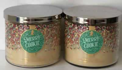 2х BATH & BODY WORKS MERRY COOKIE SCENTED 3 WICK CANDLE 14.5oz NEW! | eBay