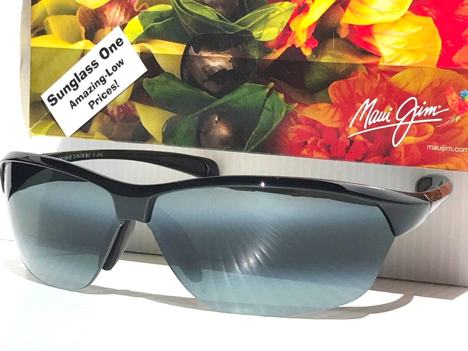 NEW Maui Jim HOT SANDS Gloss Black POLARIZED Neutral Grey Lens Sunglass ...