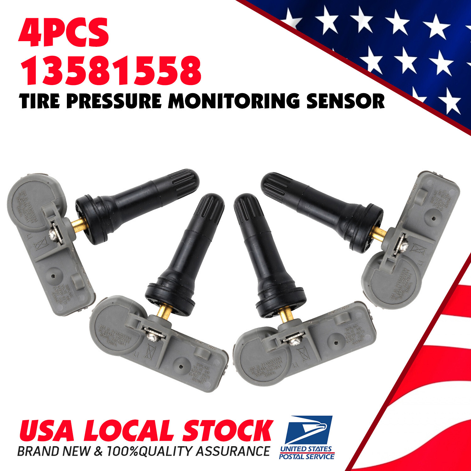 4× 13581558 TPMS Tire Pressure Sensors For Chevrolet Silverado 2500 ...