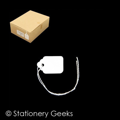 1000 White Strung Tickets 27 x 18 mm Price Tags String Swing Labels ...