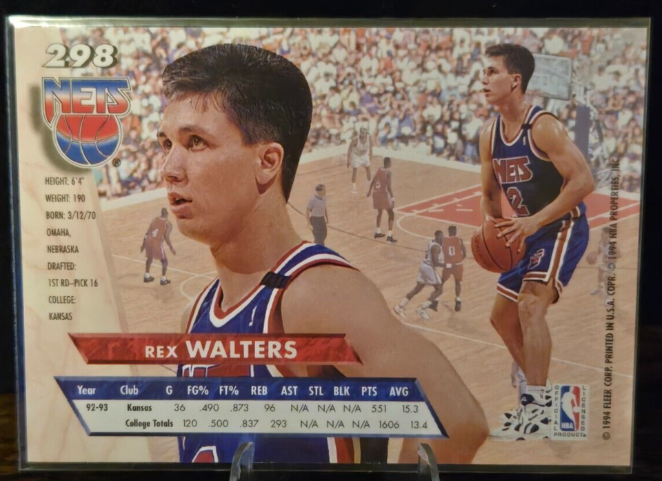 Fleer - 1994 - Rex Walters - #298 New Jersey Nets - Card | eBay