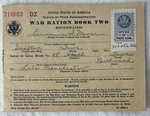 WW II War Ration Book Two with 12 Stamps c. 1942 Good Condition | eBay