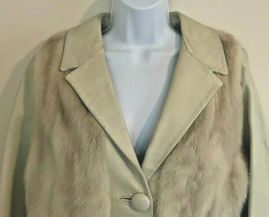 Vtg Retro Blonde Mink Leather Fur Jacket Coat Needs Repair Approx ...