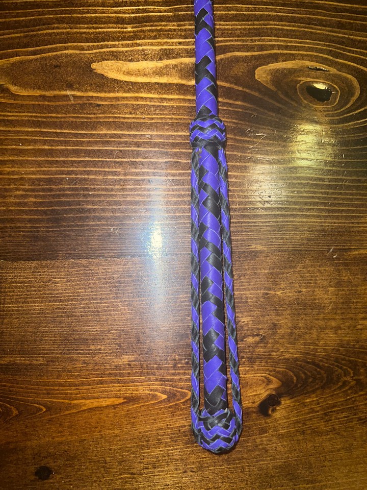 Horse Riding Crop Whip Bat - Hand Braided Purple & Black Leather EPT ...