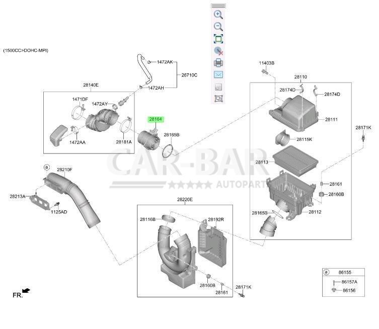Mass Air Flow Sensor 281642M320 for 2019-23 Hyundai Elantra Venue Kia ...