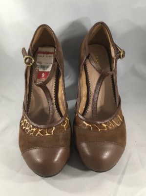 Fossil Jacklyn T-Strap High Heel Pump Shoes Leather/Leopard Size 9 New ...