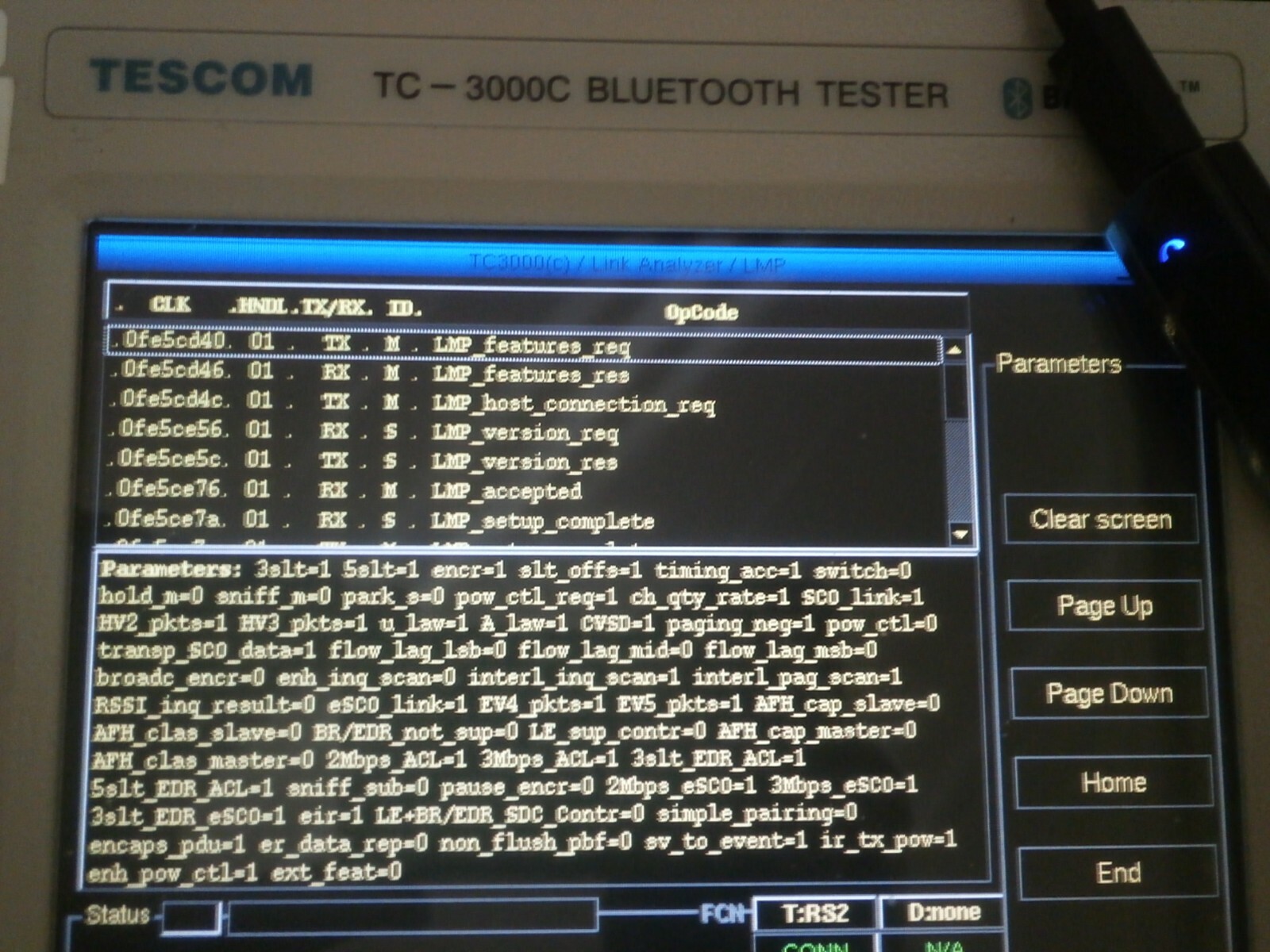 Tescom TC-3000C Bluetooth Analyzer Generator opt 30 Protocol LMP HCI ...