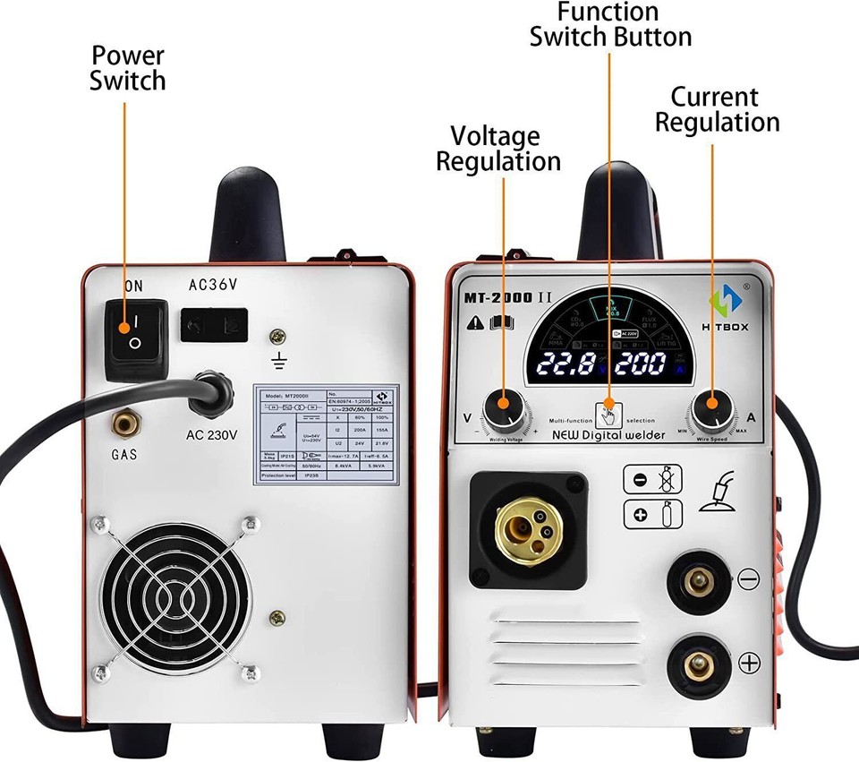 4 IN 1 MIG Welder LED MIG/MMA/TIG Inverter Gas/Gasless MIG Welding ...