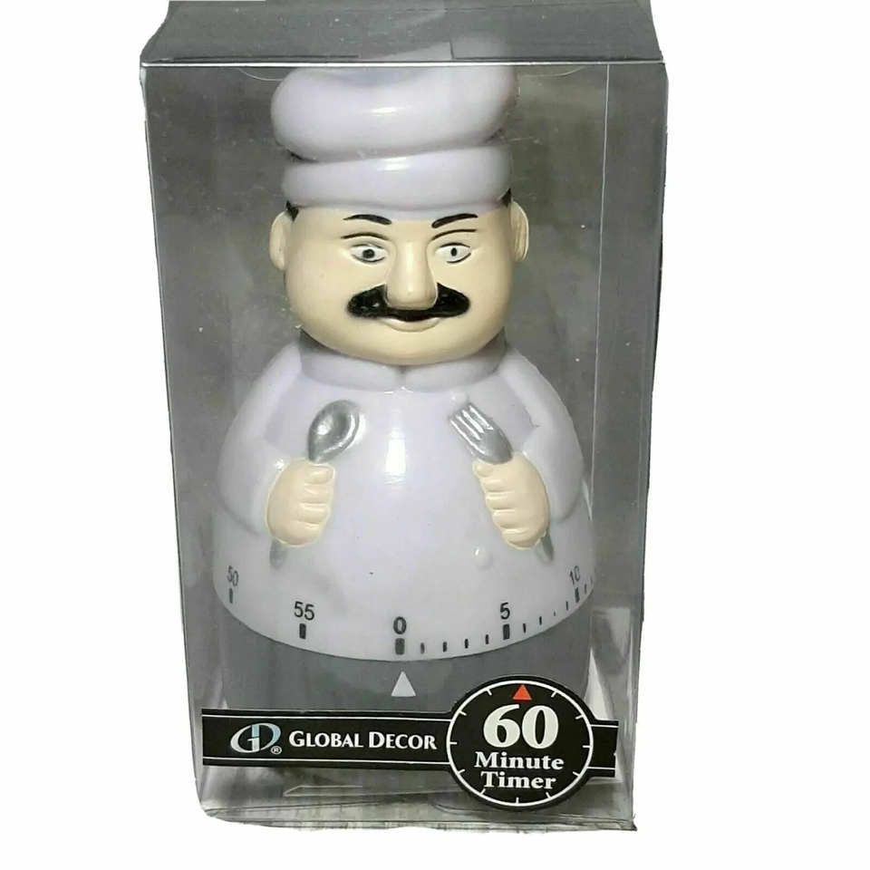 Chef Shaped 60 Minute Mechanical Kitchen Timer Count Down Egg Alarm ...